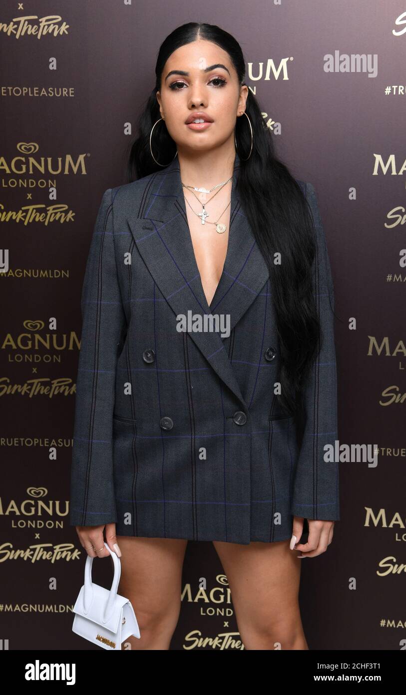 EDITORIAL USE ONLY Mabel arrives at the launch of the Magnum Pleasure ...