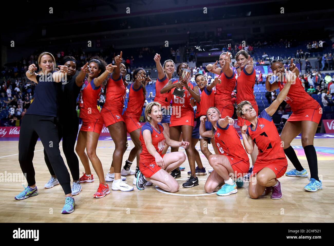 Oti Mabuse's team celebrating winning the celebrity match during the ...