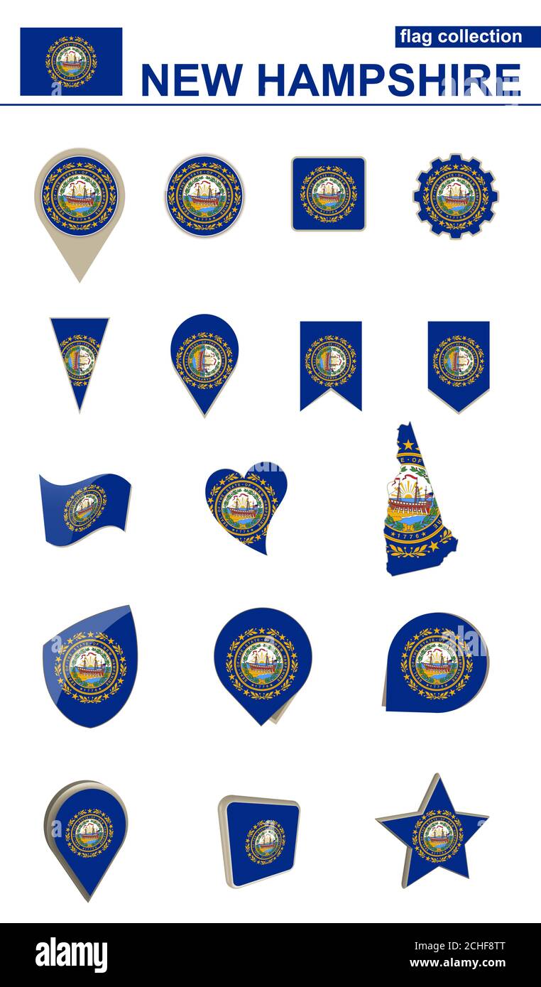 New Hampshire Flag Collection. Big set for design. Vector Illustration ...