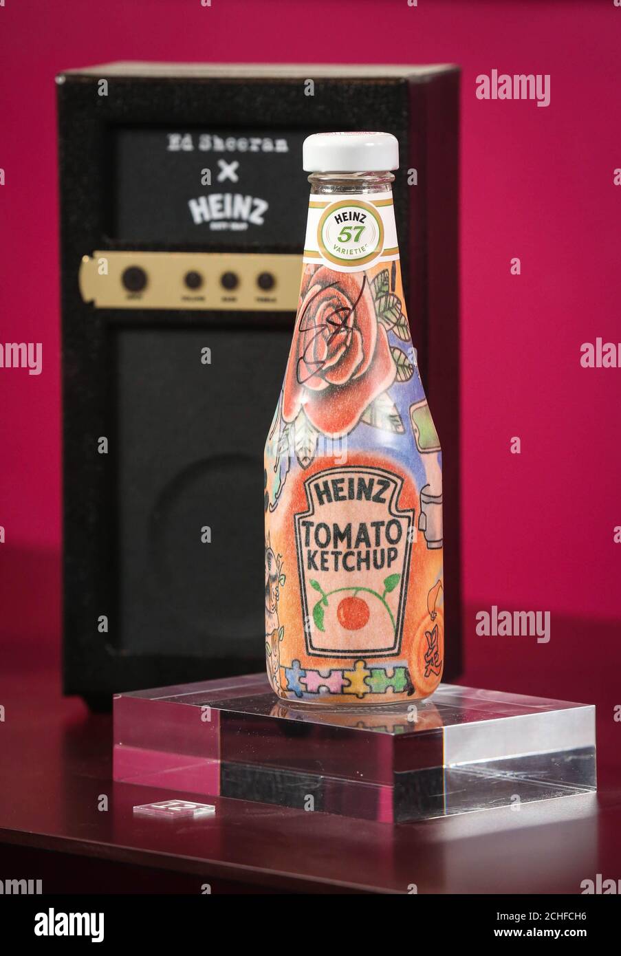 EDITORIAL USE ONLY A limited-edition bottle of Ed Sheeran x Heinz ...