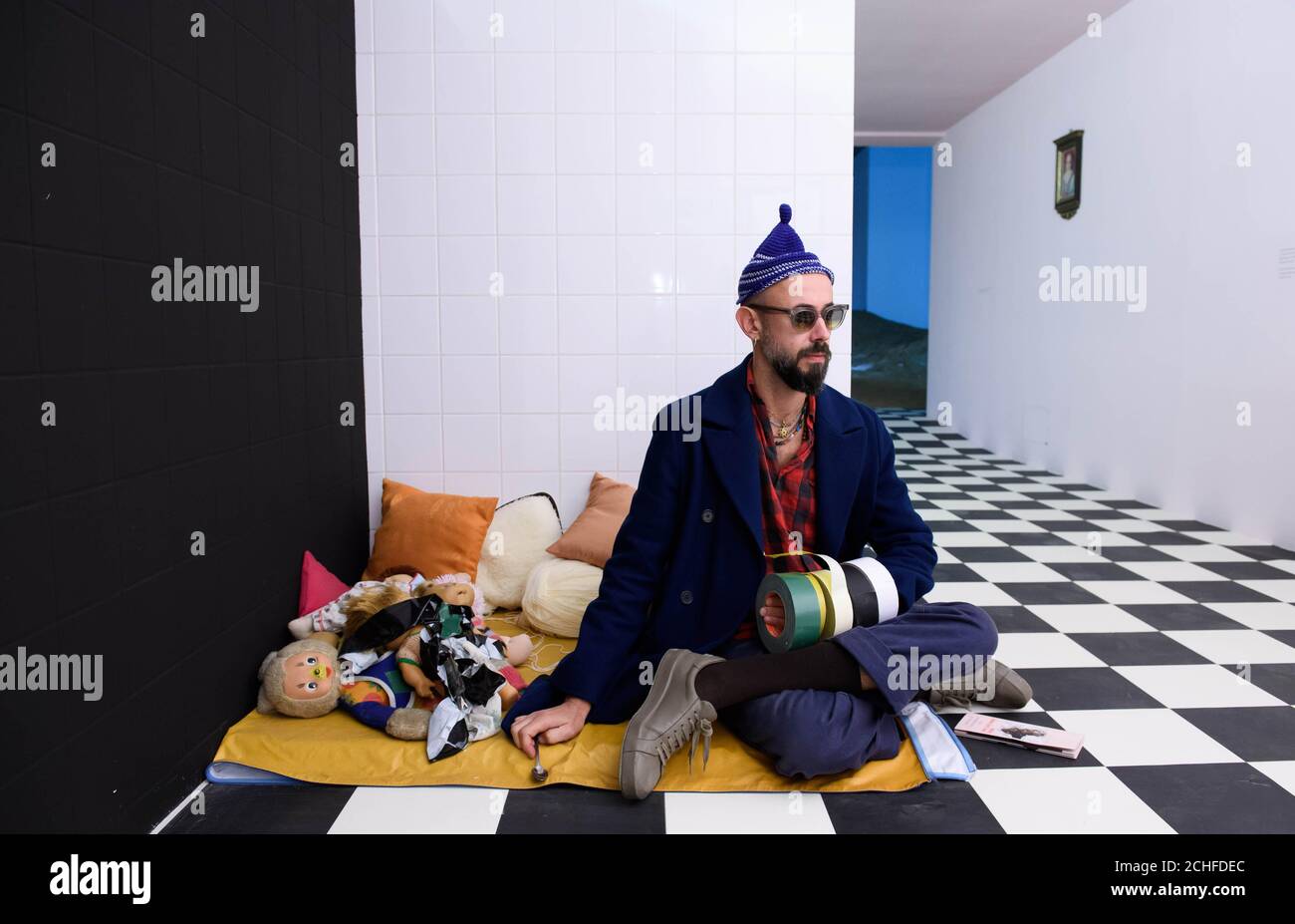 EDITORIAL USE ONLY Artist Peter Kisur attends the private view for ...