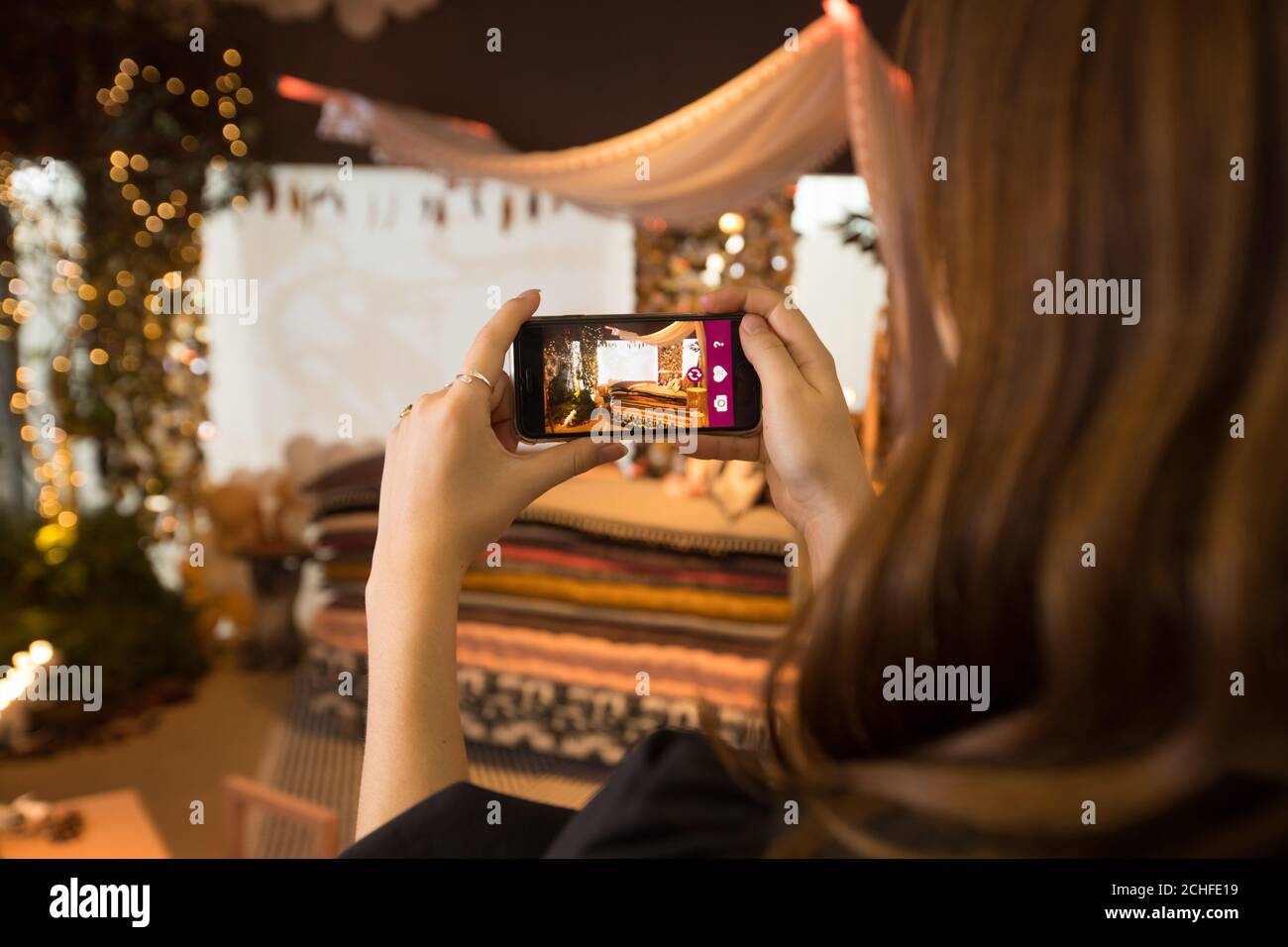Members of the public look at a new augmented reality installation ...