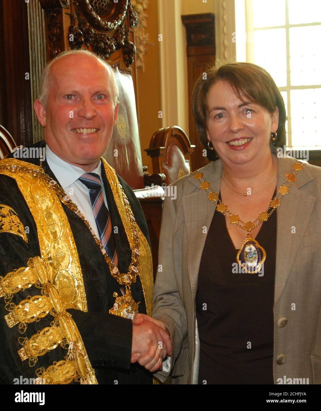 New Belfast Lord Mayor Jim Rodgers (left) with new Deputy Lord Mayor ...