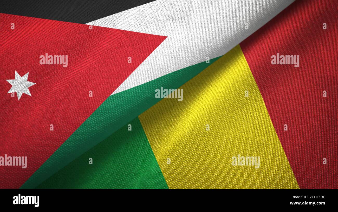 Jordan and Mali two flags textile cloth, fabric texture Stock Photo - Alamy