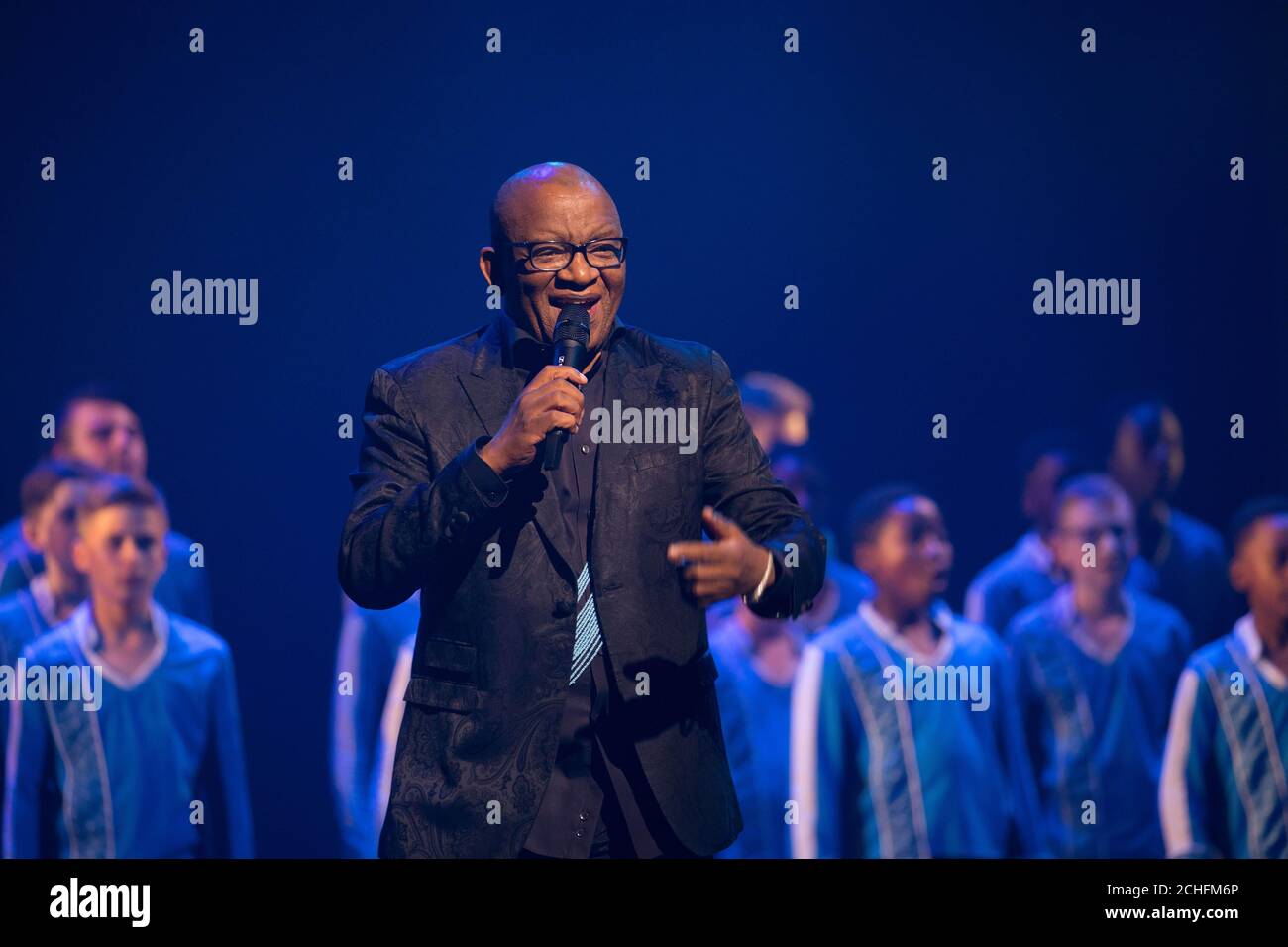 EDITORIAL USE ONLY Disney's The Lion King composer Lebo M took to the stage with members of the ...