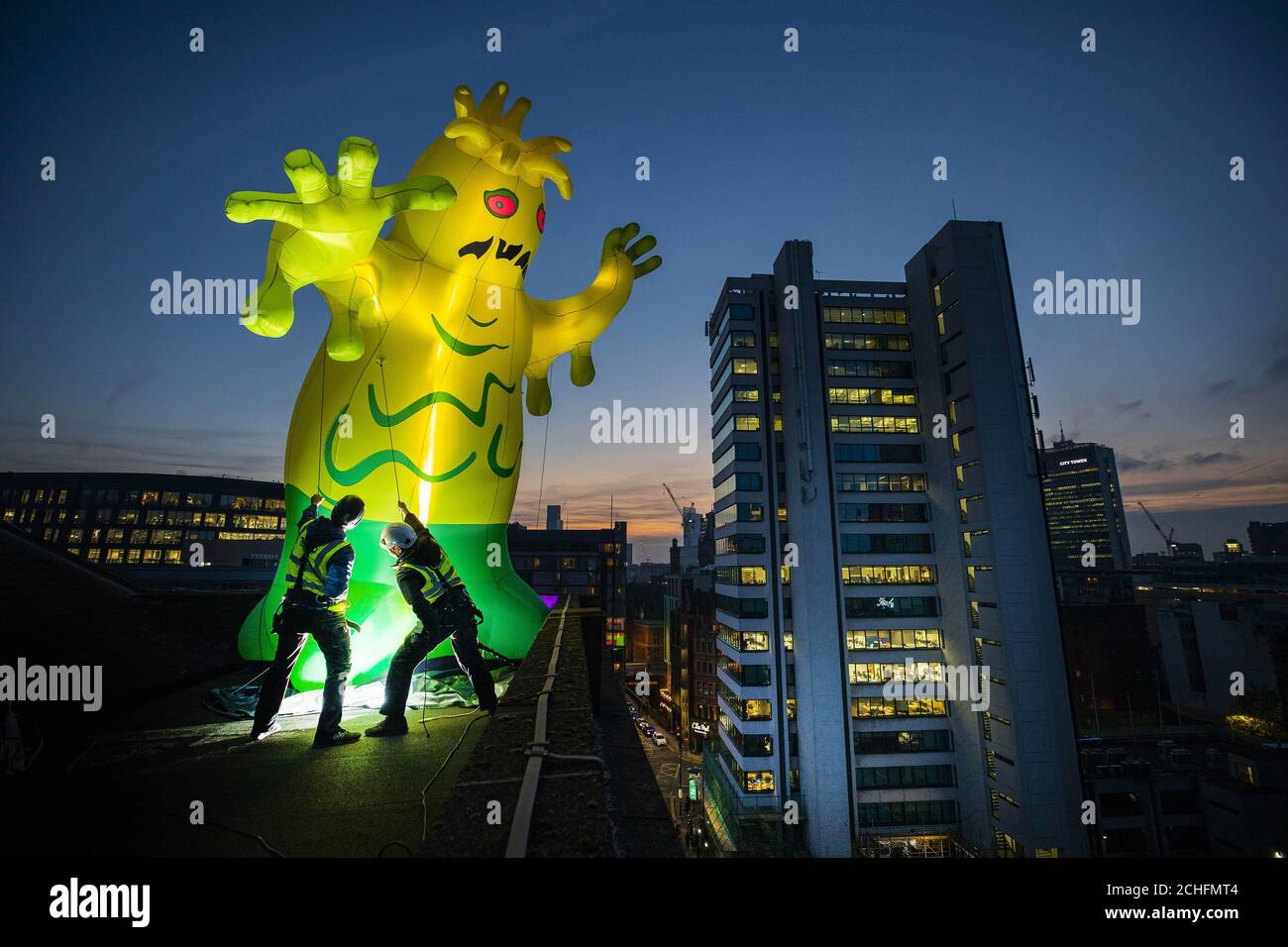 EDITORIAL USE ONLY Riggers complete final checks on a giant monster ...