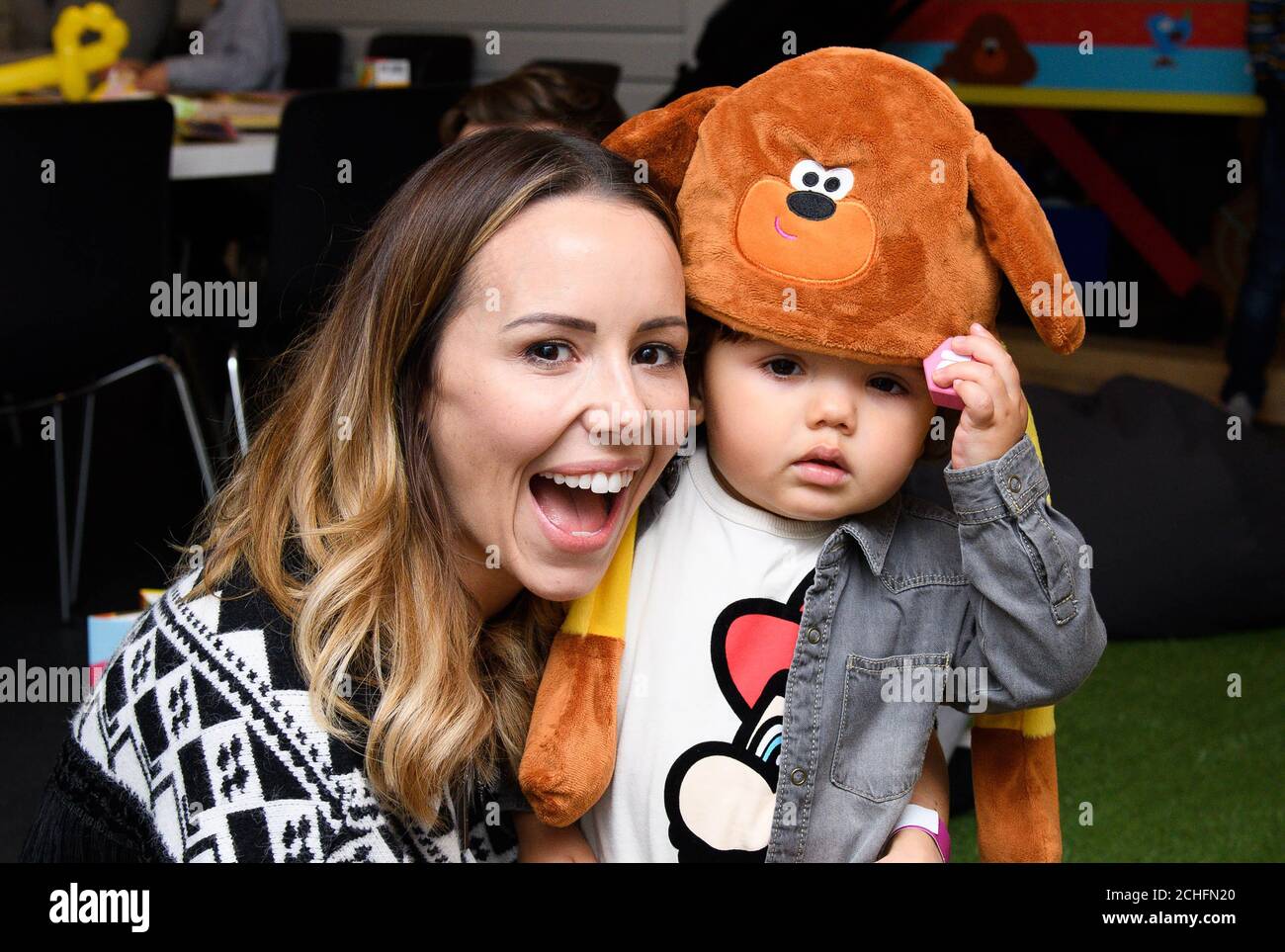 EDITORIAL USE ONLY Sarah Lou Richards and her son Grayson attends the ...