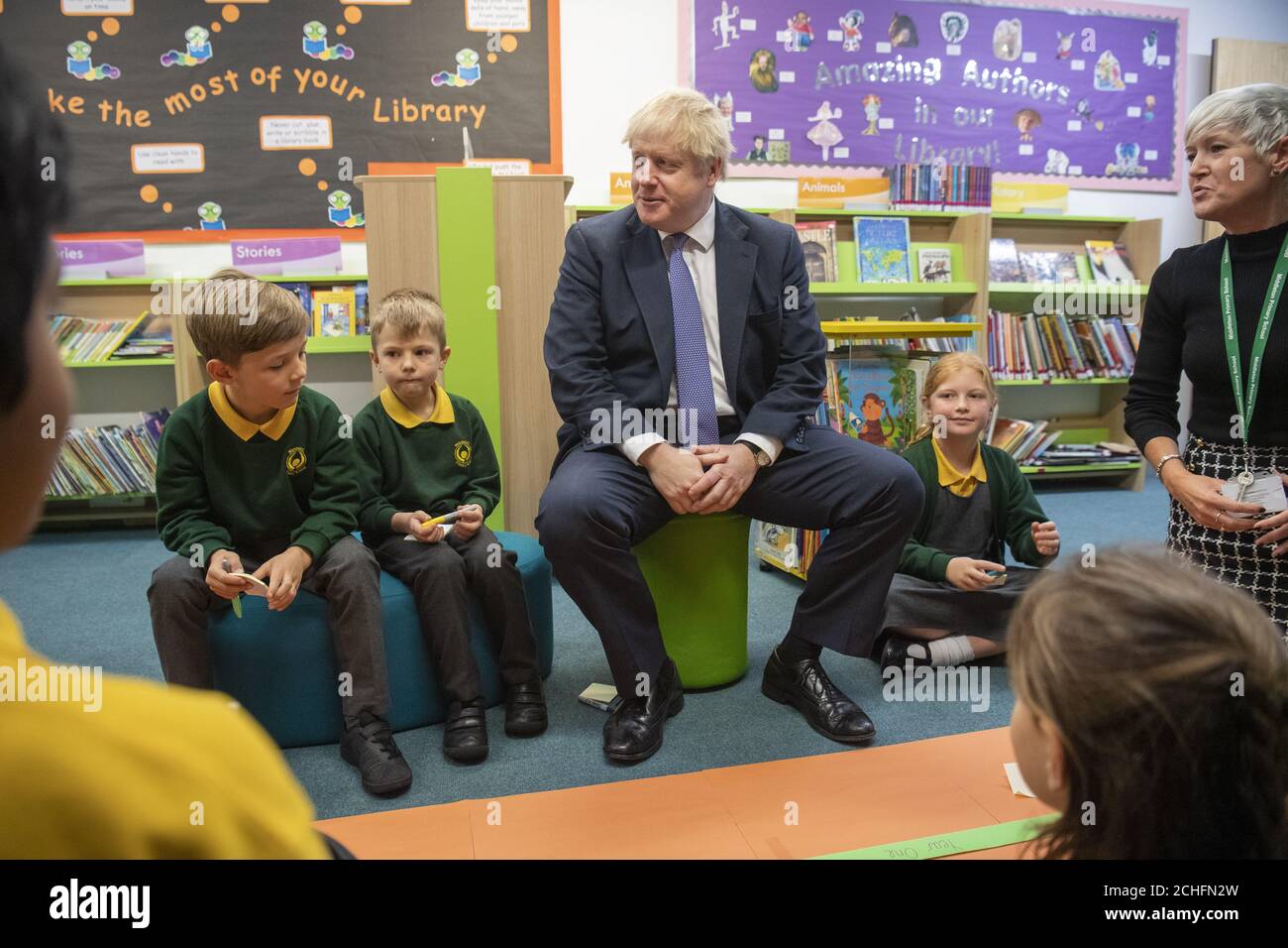 Prime Minister Boris Johnson during a visit to Middleton Primary School ...