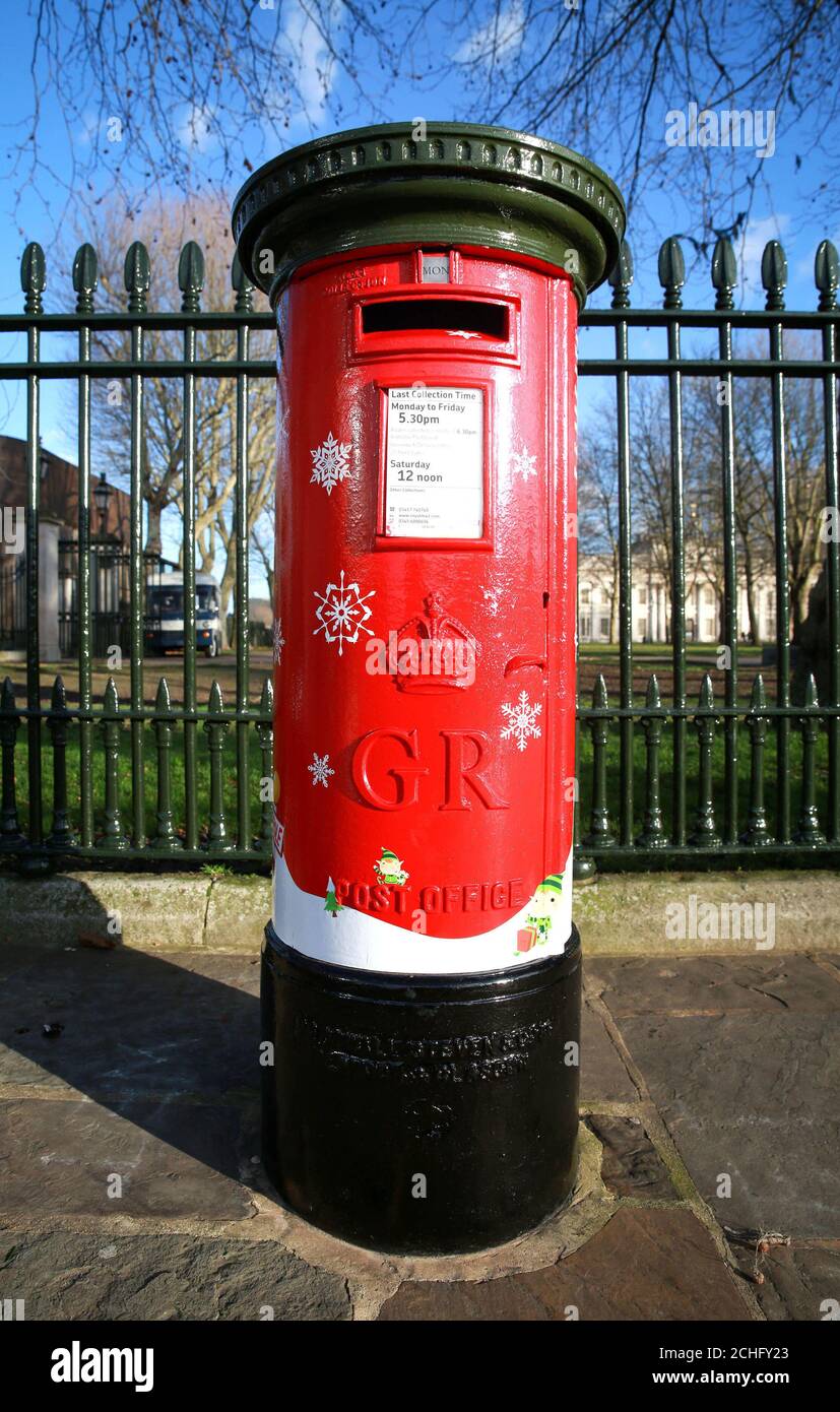 EDITORIAL USE ONLY A 'talking' festive postbox created by Royal Mail to ...