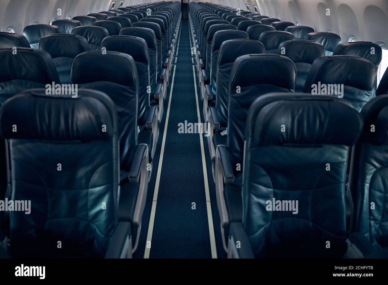 Photo of interior of the passenger airplane Stock Photo - Alamy