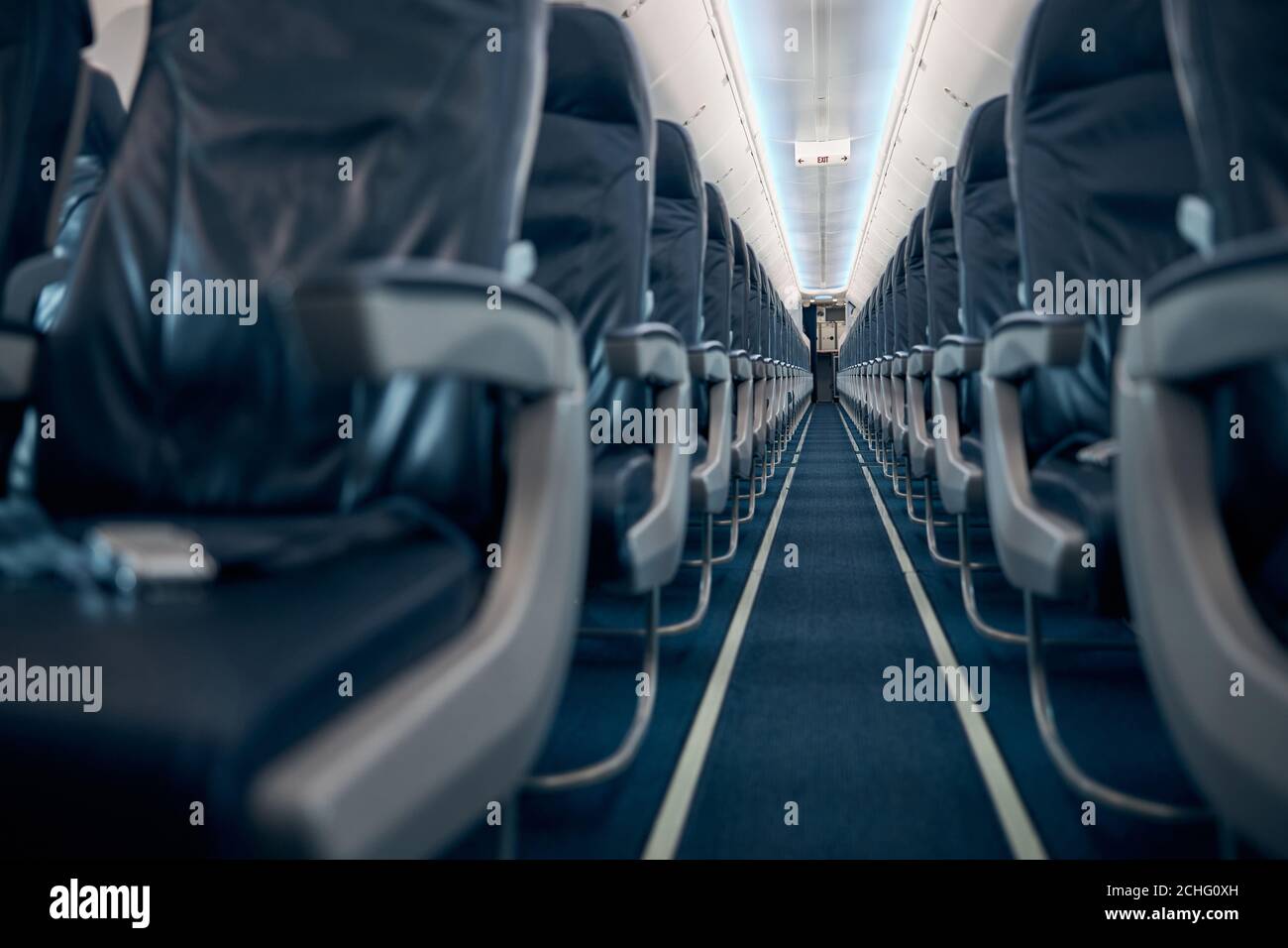 Commercial seat rows in an airplane cabin Stock Photo - Alamy