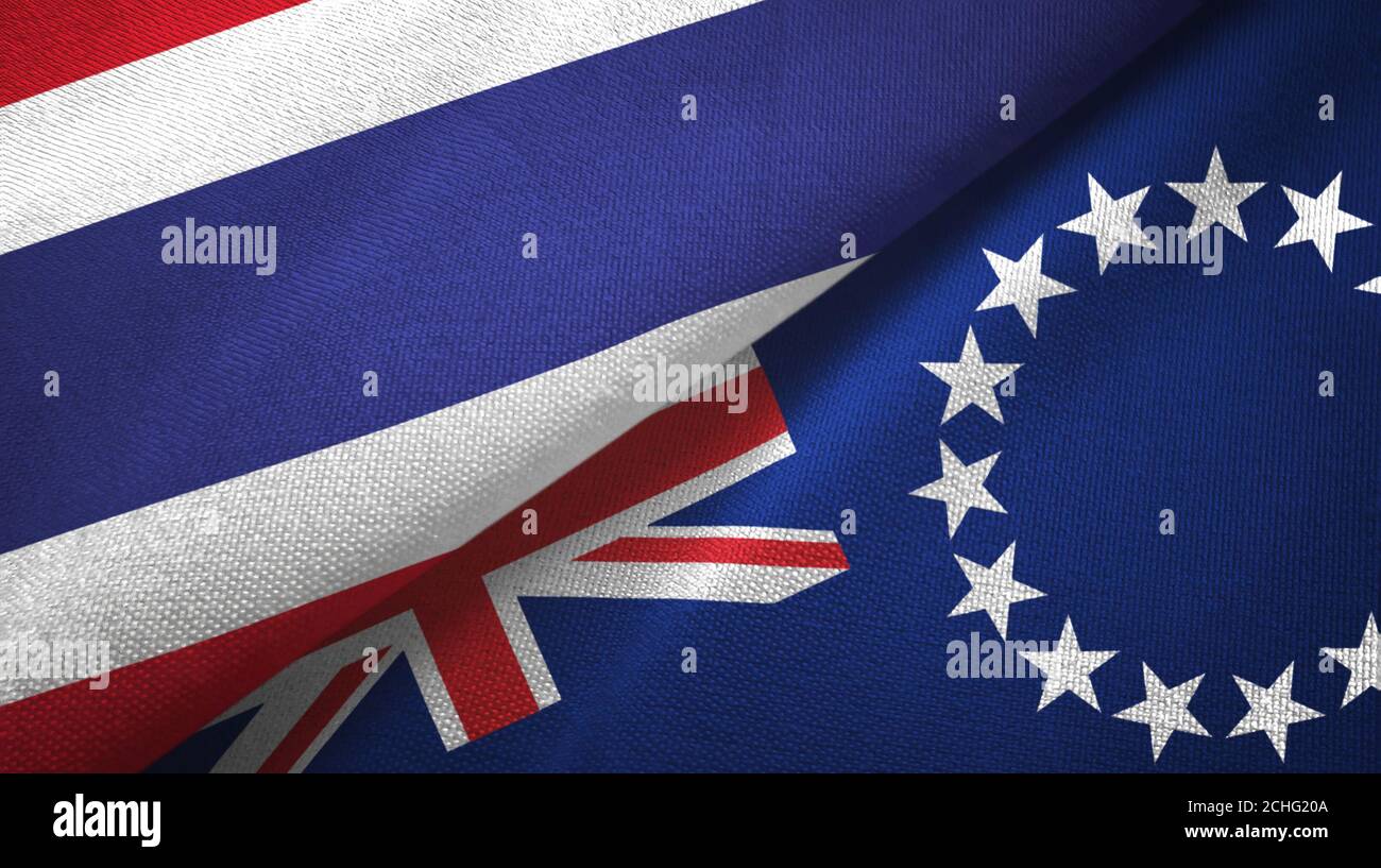 Thailand and Cook Islands two flags textile cloth, fabric texture Stock ...