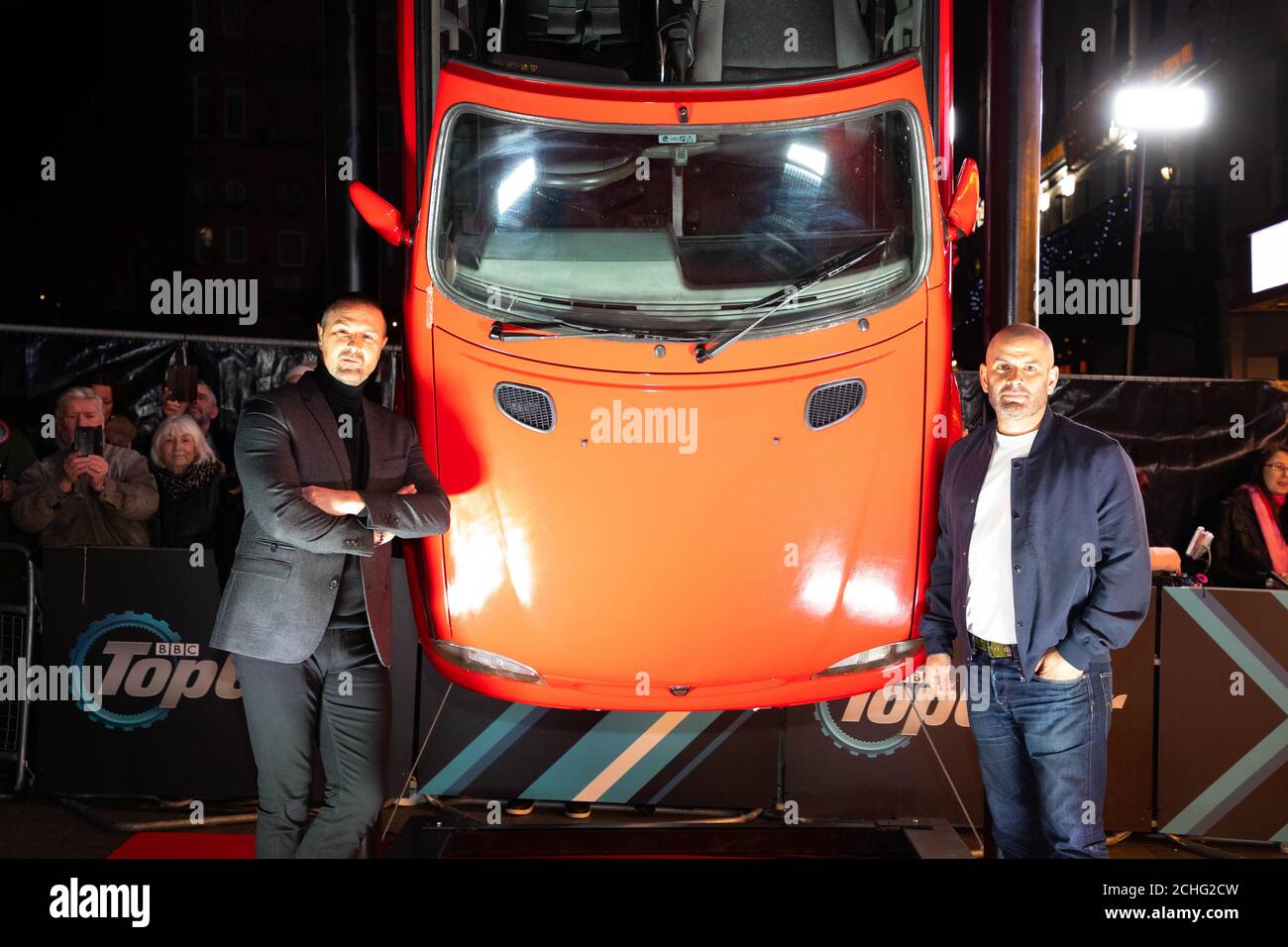 EDITORIAL USE ONLY Paddy McGuinness and Chris Harris with the Rover ...