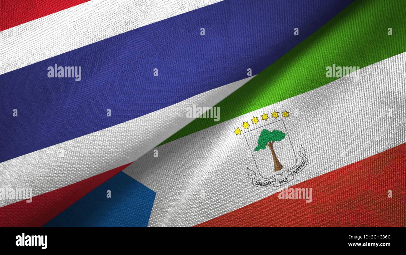 Thailand and Equatorial Guinea two flags textile cloth, fabric texture ...