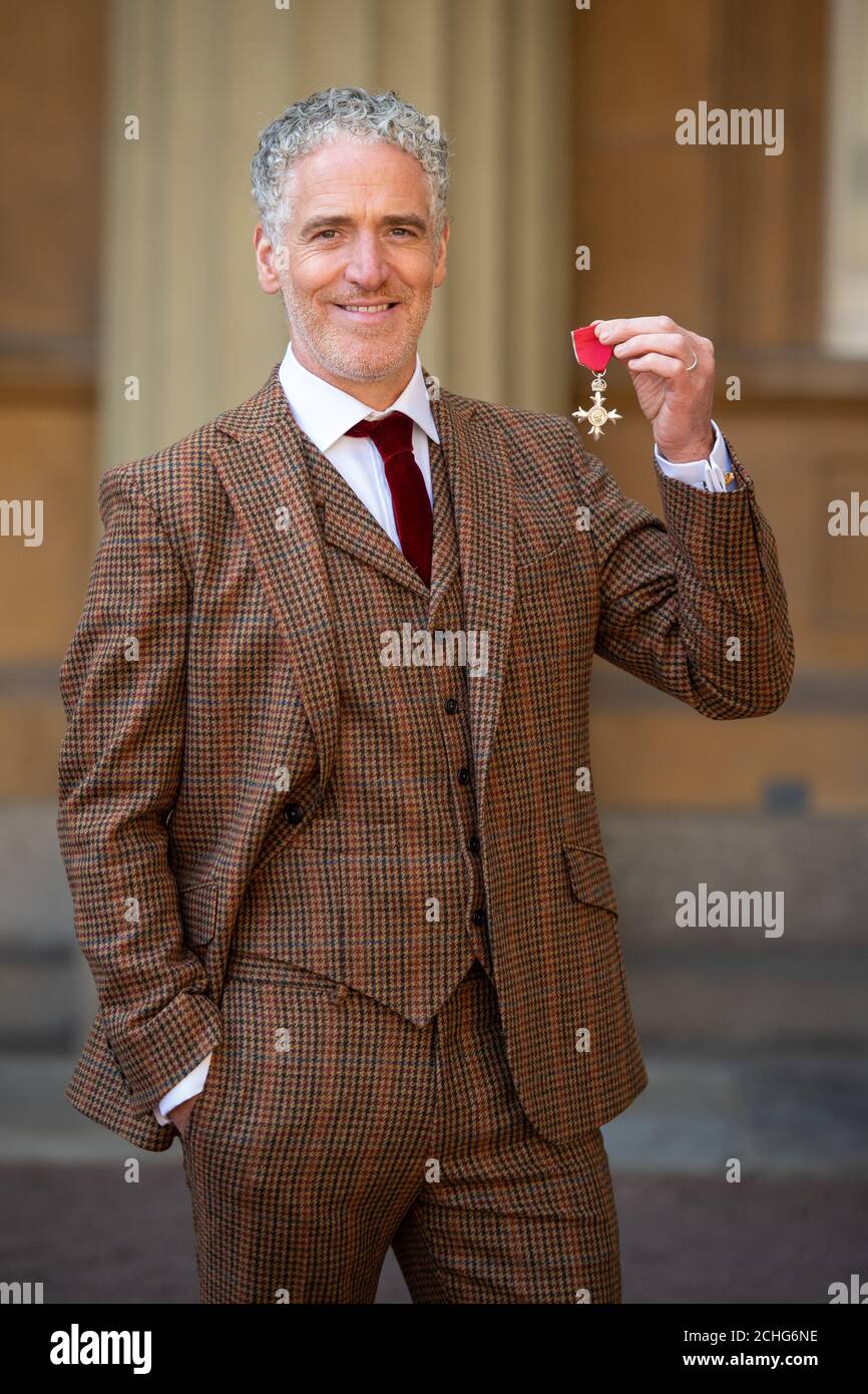 Gordon Buchanan with his MBE medal, awarded by the Prince of Wales at ...