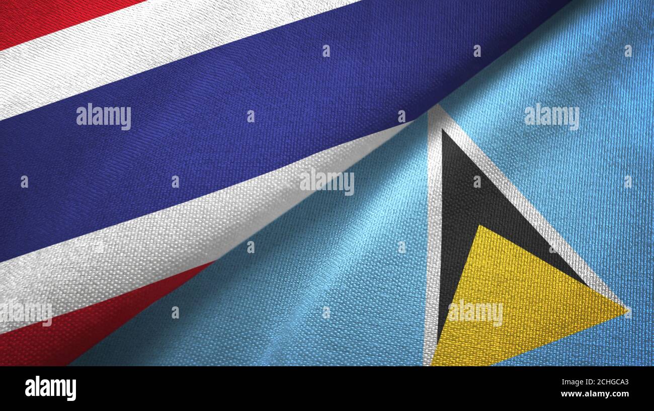 Thailand and Saint Lucia two flags textile cloth, fabric texture Stock ...