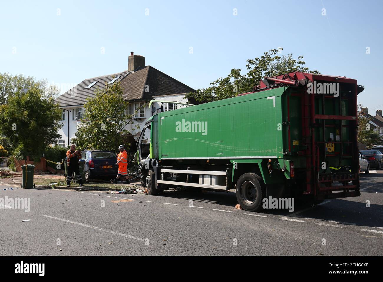 The scene of a collision in Broad Walk, Kidbrooke, south-east London ...
