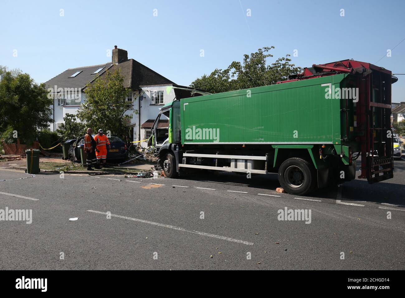 The scene of a collision in Broad Walk, Kidbrooke, south-east London ...