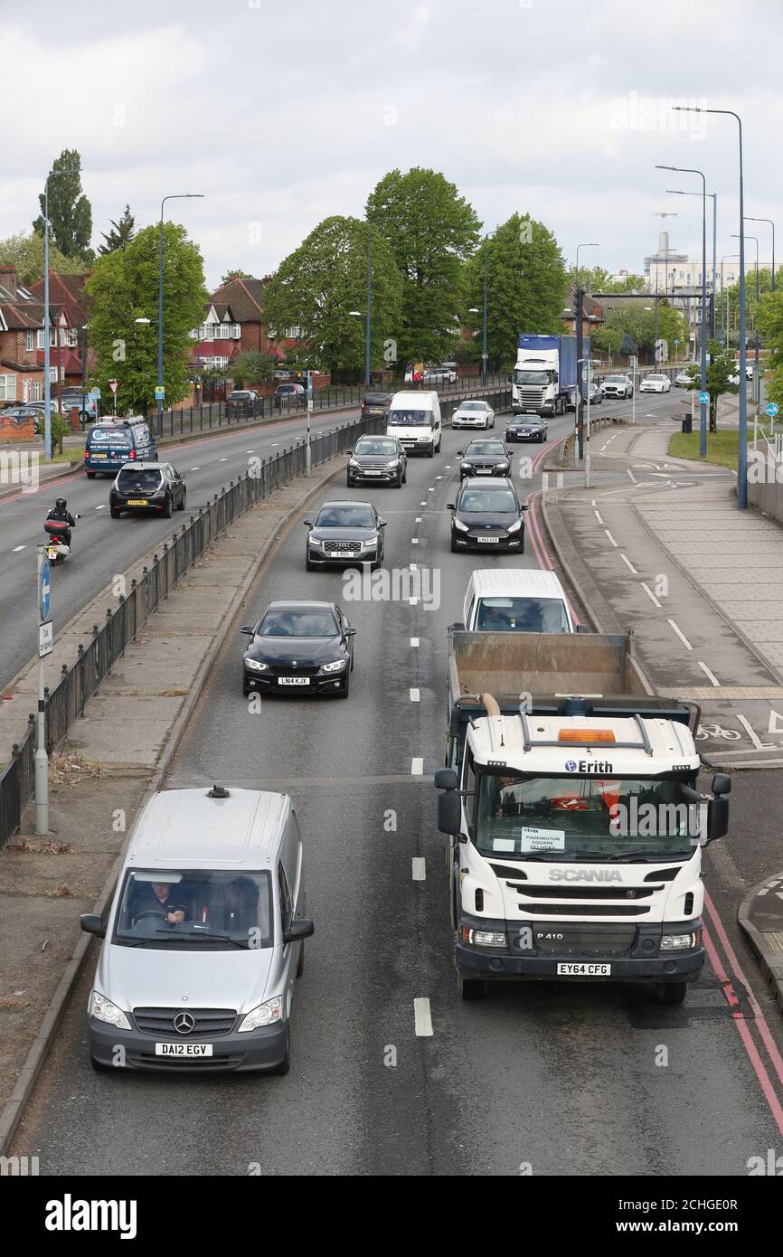 Traffic on the A40 Western Avenue (right hand lane is inbound towards ...