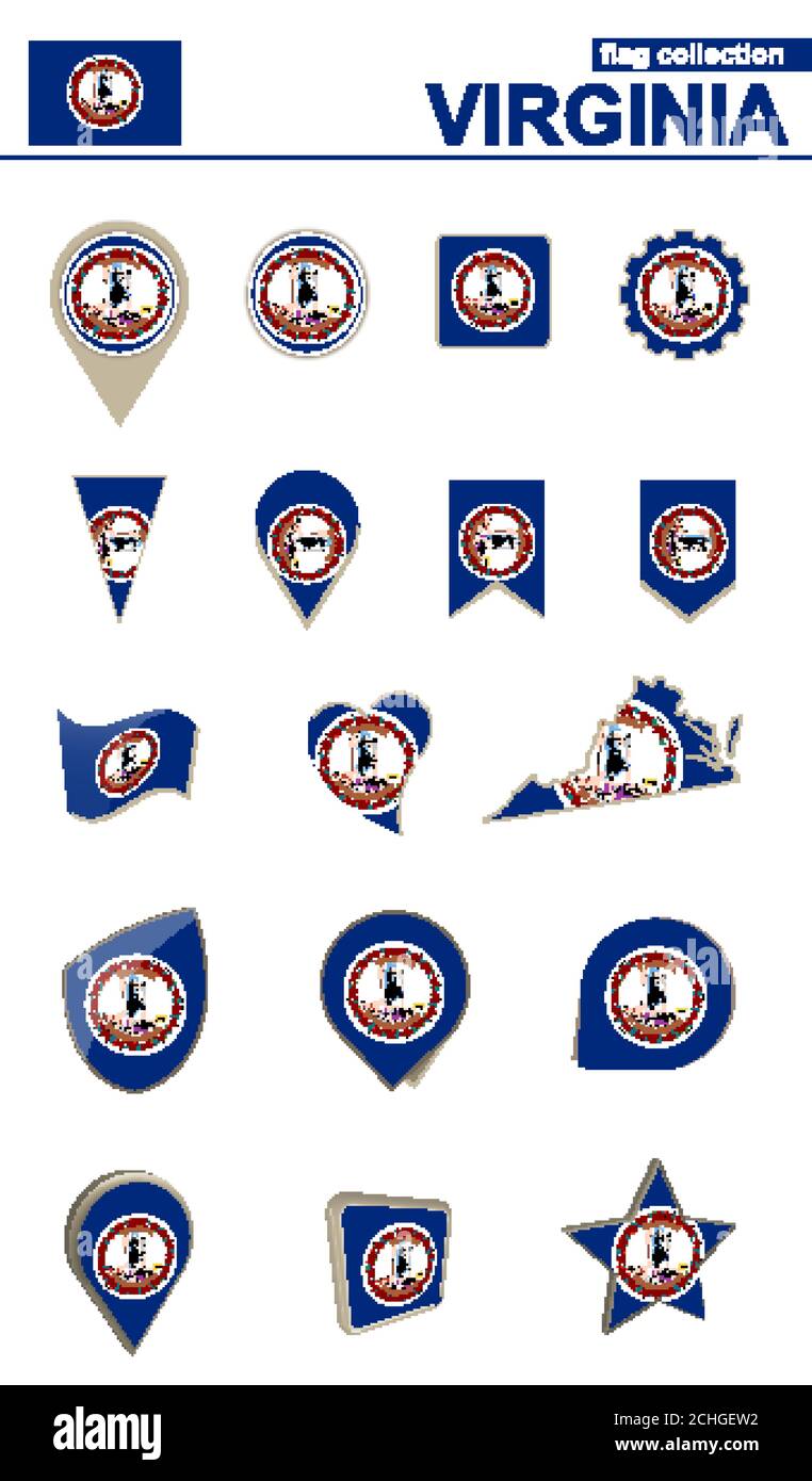 Virginia Flag Collection. Big set for design. Vector Illustration Stock ...