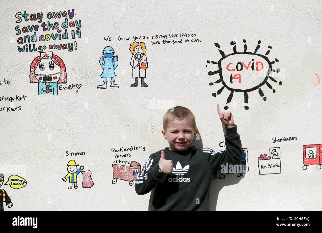Jack Maher (6) who features in a new mural by Irish artist Emmalene ...