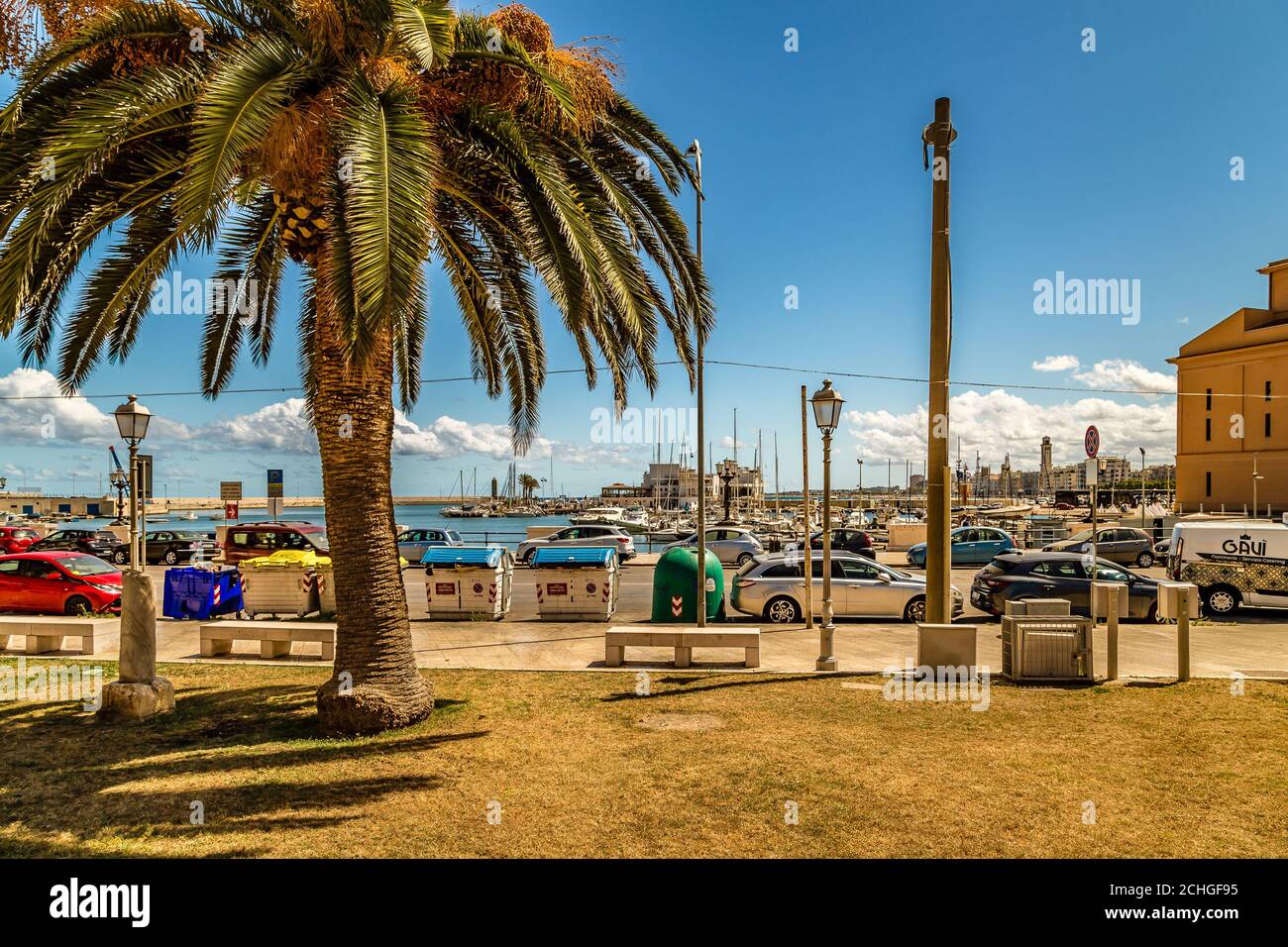 BARI, ITALY - SEPTEMBER 1, 2020: sunlight is enlightening the promenade ...