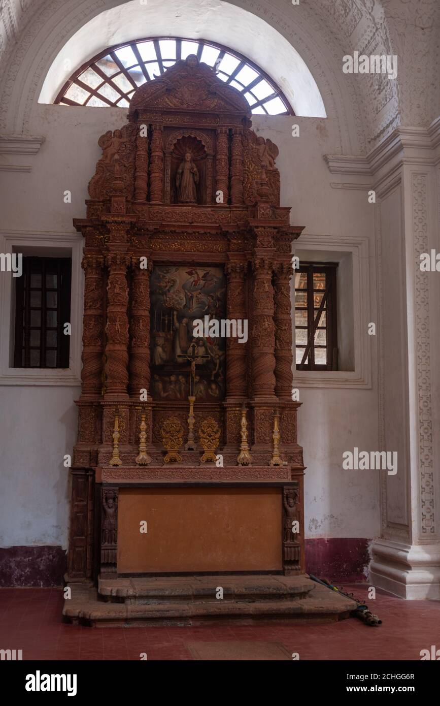 Vertical shot of the altar of the Old Goa Church in India Stock Photo ...