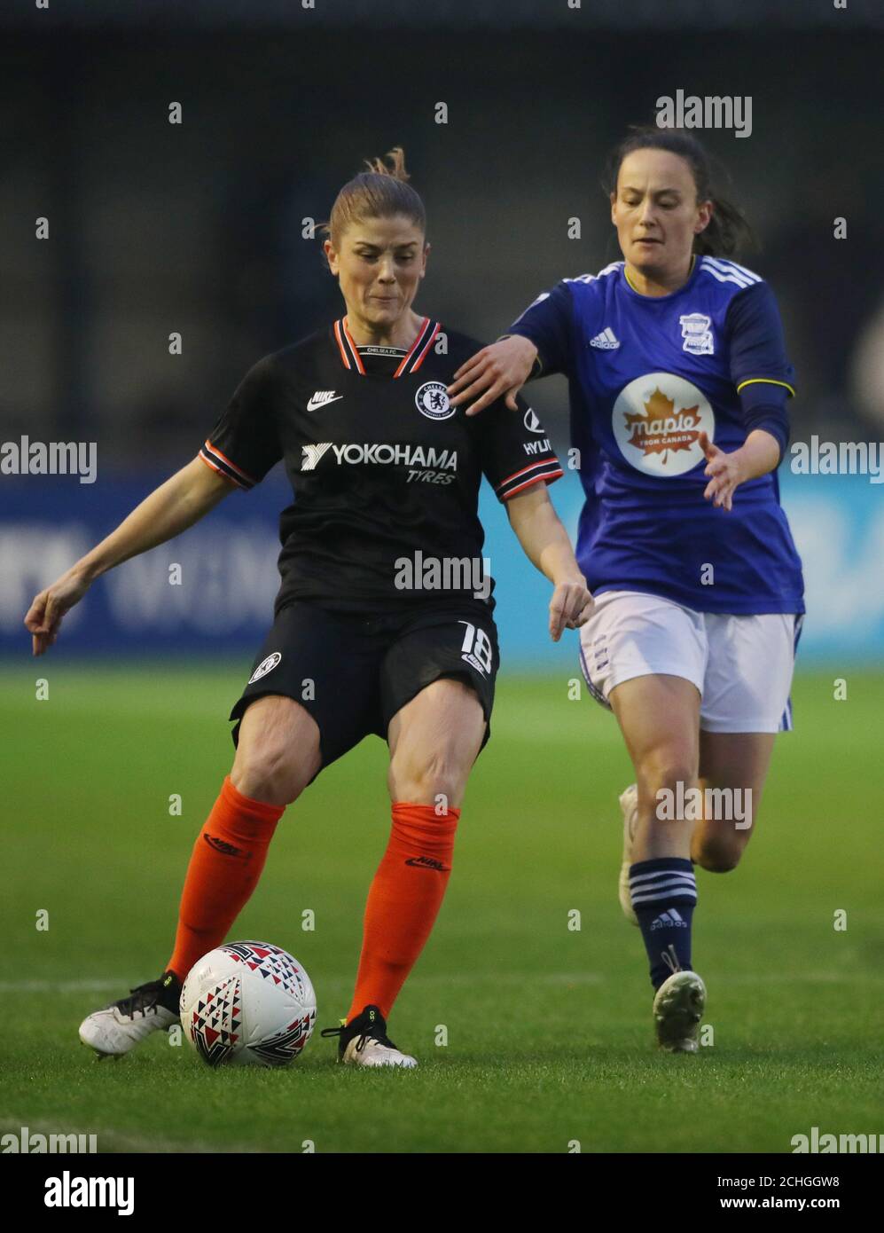 Chelsea Women's Maren Mjelde holds off challenge from Birmingham Women ...
