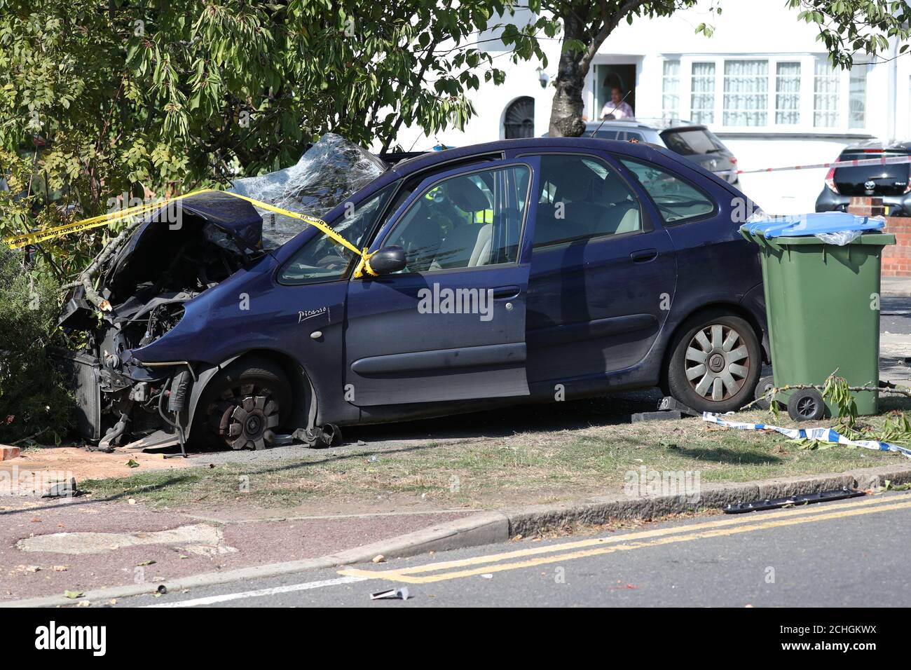 The scene of a collision in Broad Walk, Kidbrooke, south-east London ...