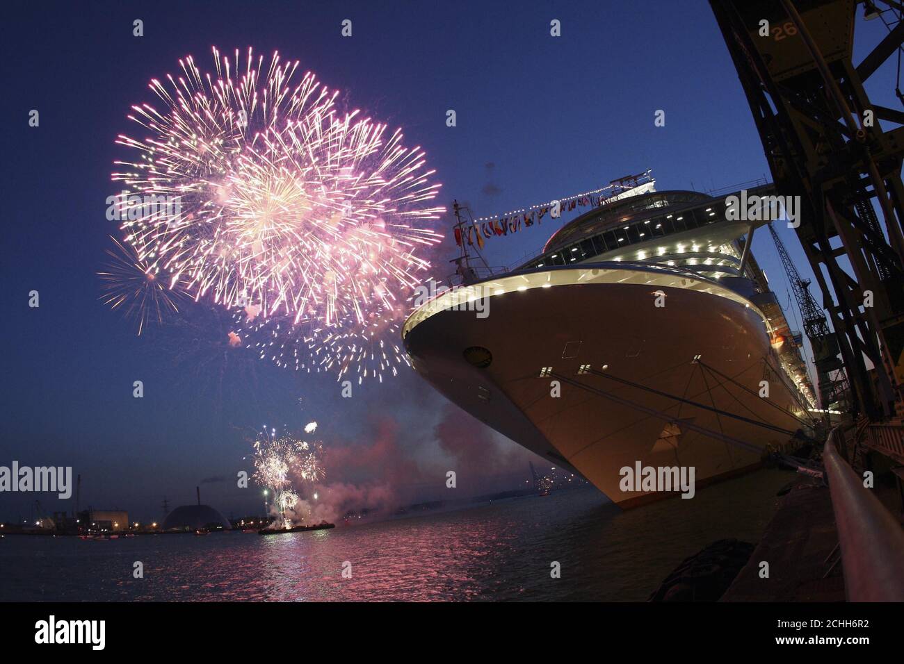 Fireworks above the P&O Cruises' vessel Ventura, during the official ...