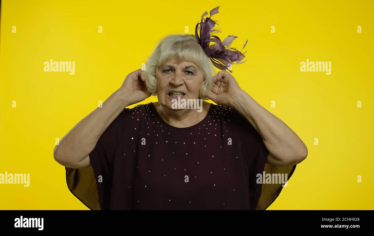 Irritated woman covering head hi-res stock photography and images - Alamy