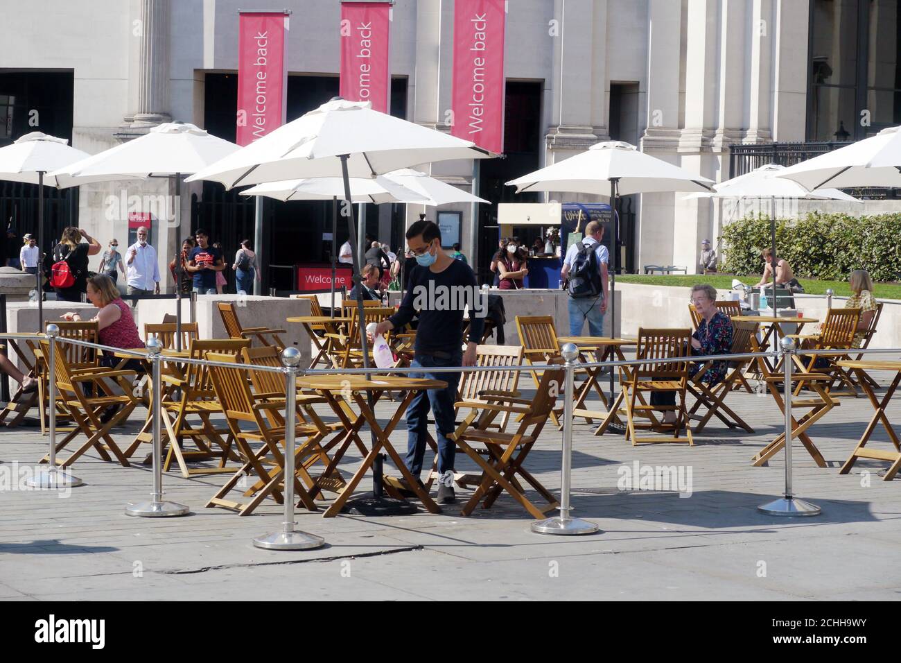 London, UK. 14th Sep, 2020. National Gallery cafe opens on Trafalgar ...