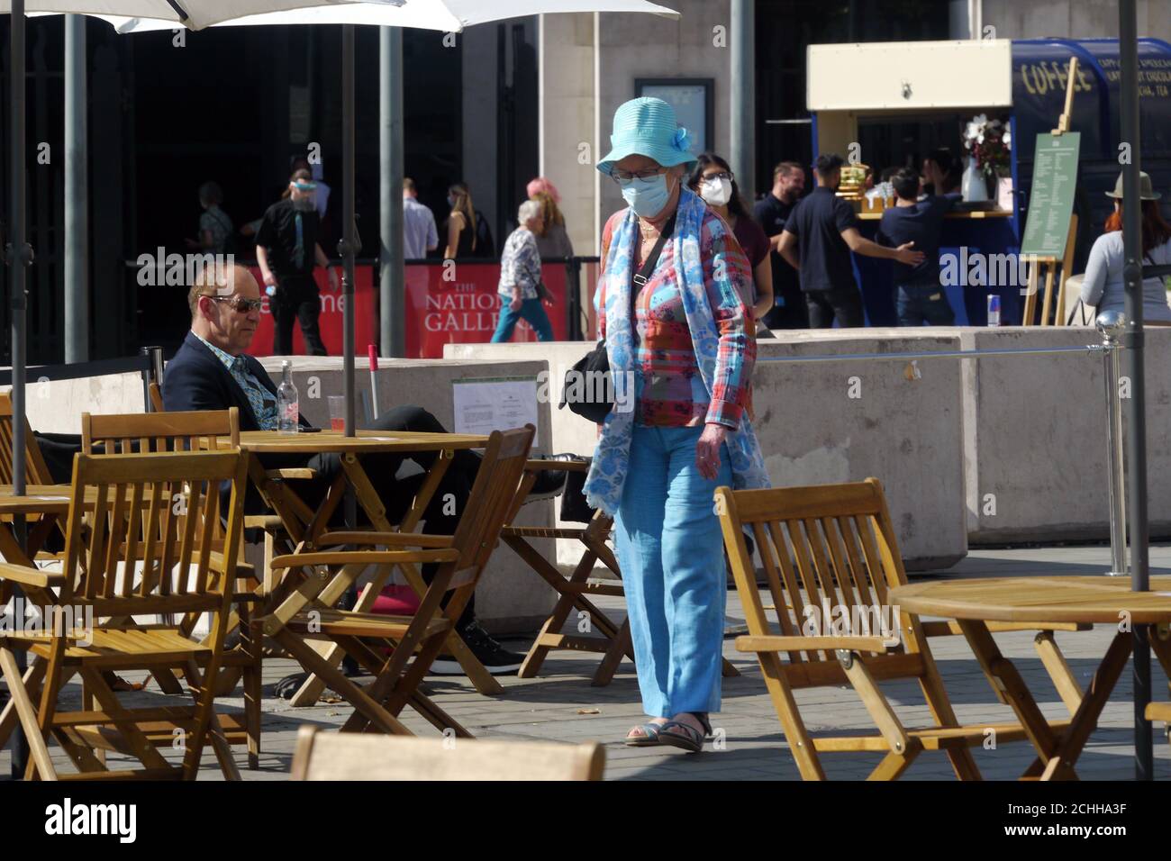 London, UK. 14th Sep, 2020. National Gallery cafe opens on Trafalgar ...