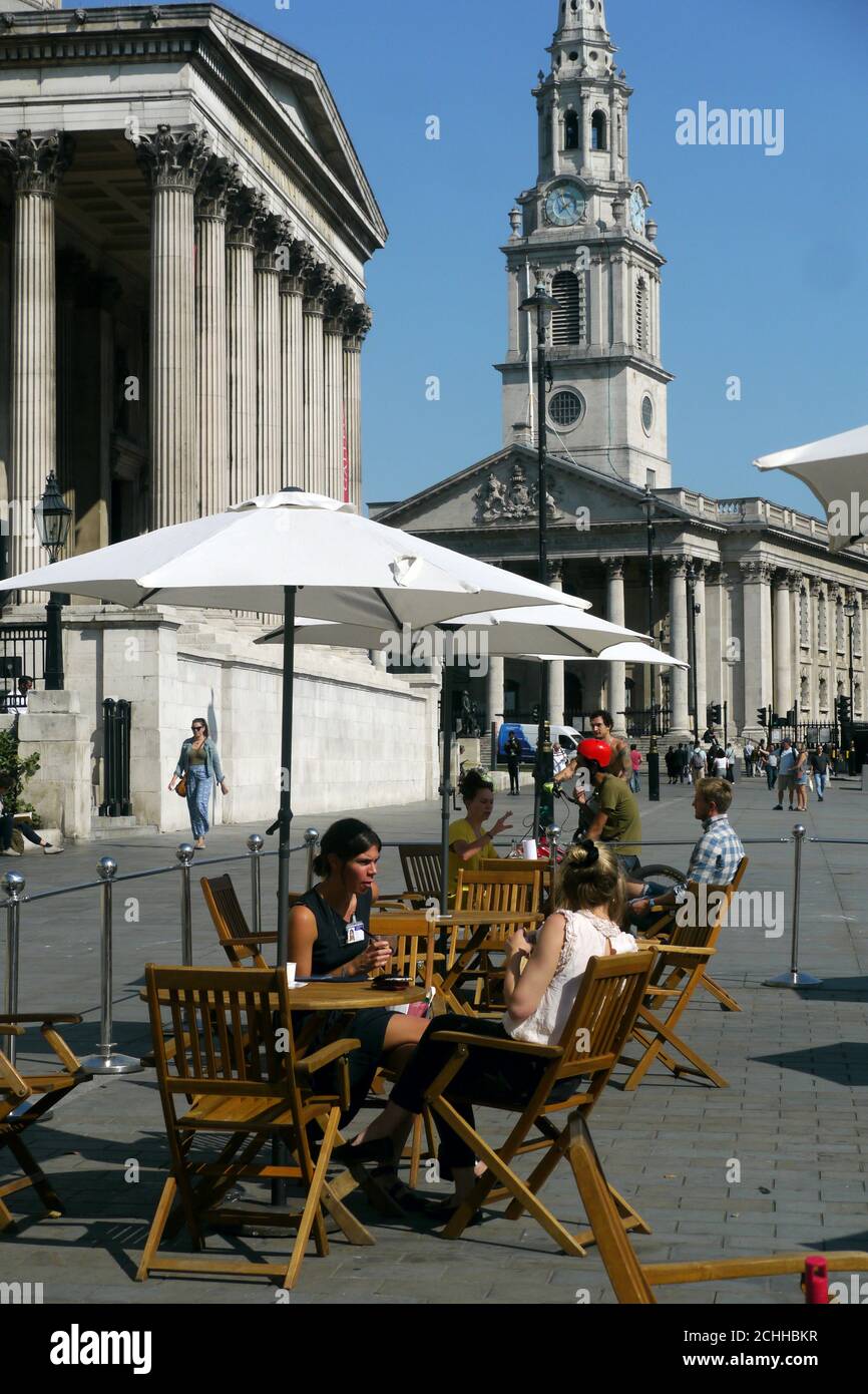 London, UK. 14th Sep, 2020. National Gallery cafe opens on Trafalgar ...