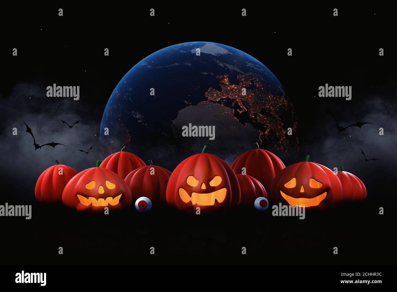 halloween background with space for text. 3d illustration Stock Photo ...