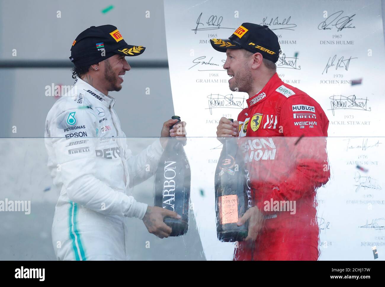 Celebrating at the podium f1 formula one hi-res stock photography and ...
