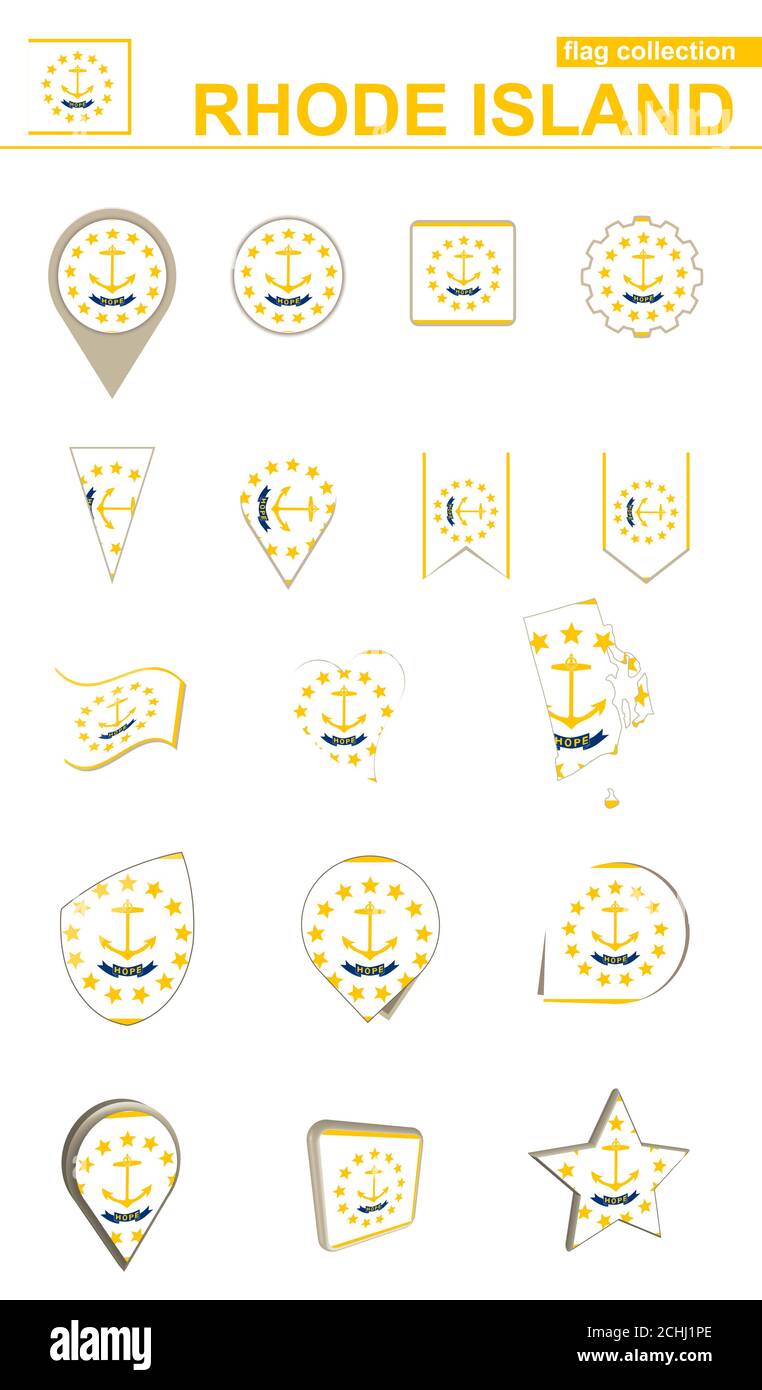 Rhode Island Flag Collection. Big set for design. Vector Illustration ...