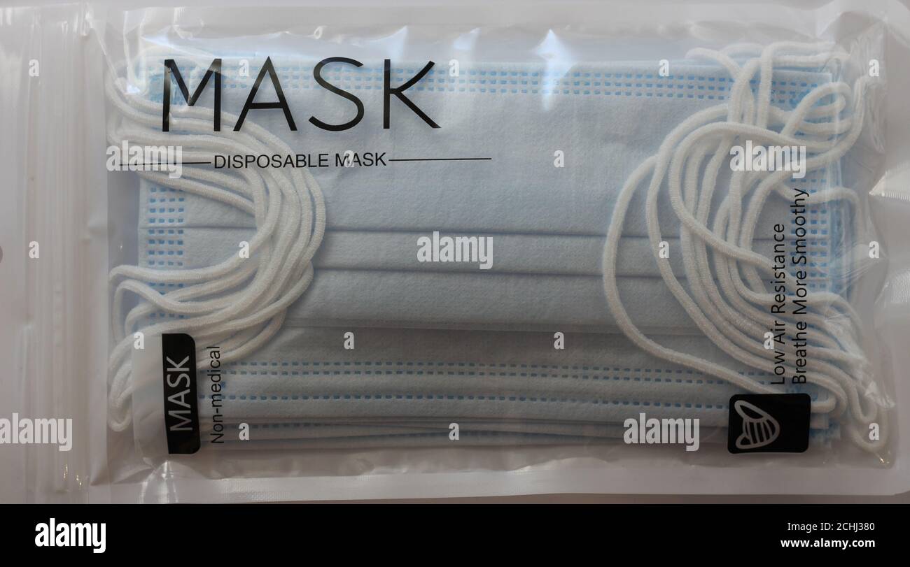 Disposable blue masks Stock Photo - Alamy