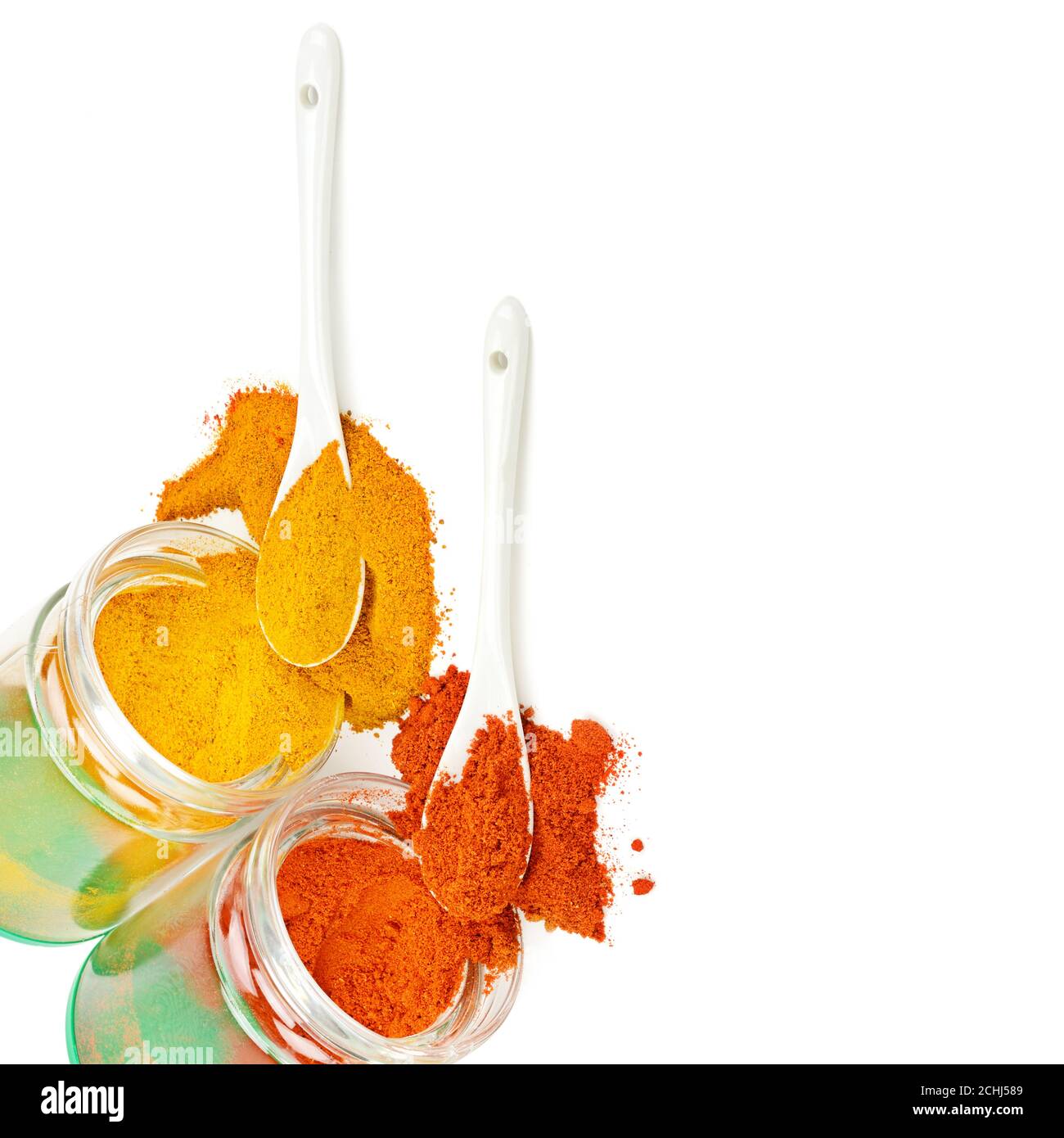 Powder spices isolated on white background . Free space for text Stock ...