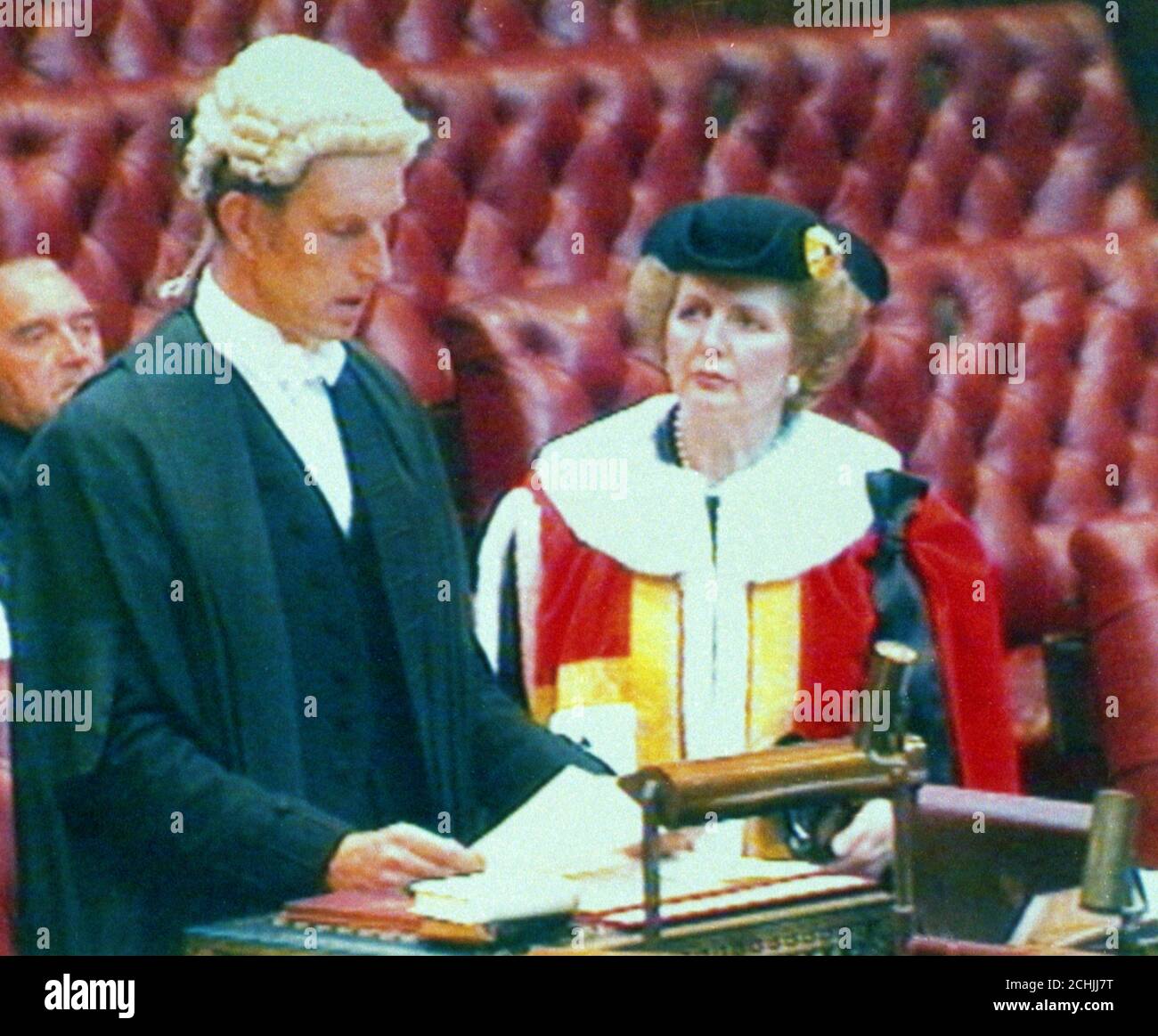 Baroness Thatcher being sworn in by the Reading Clarke, Paul Hayton, at ...