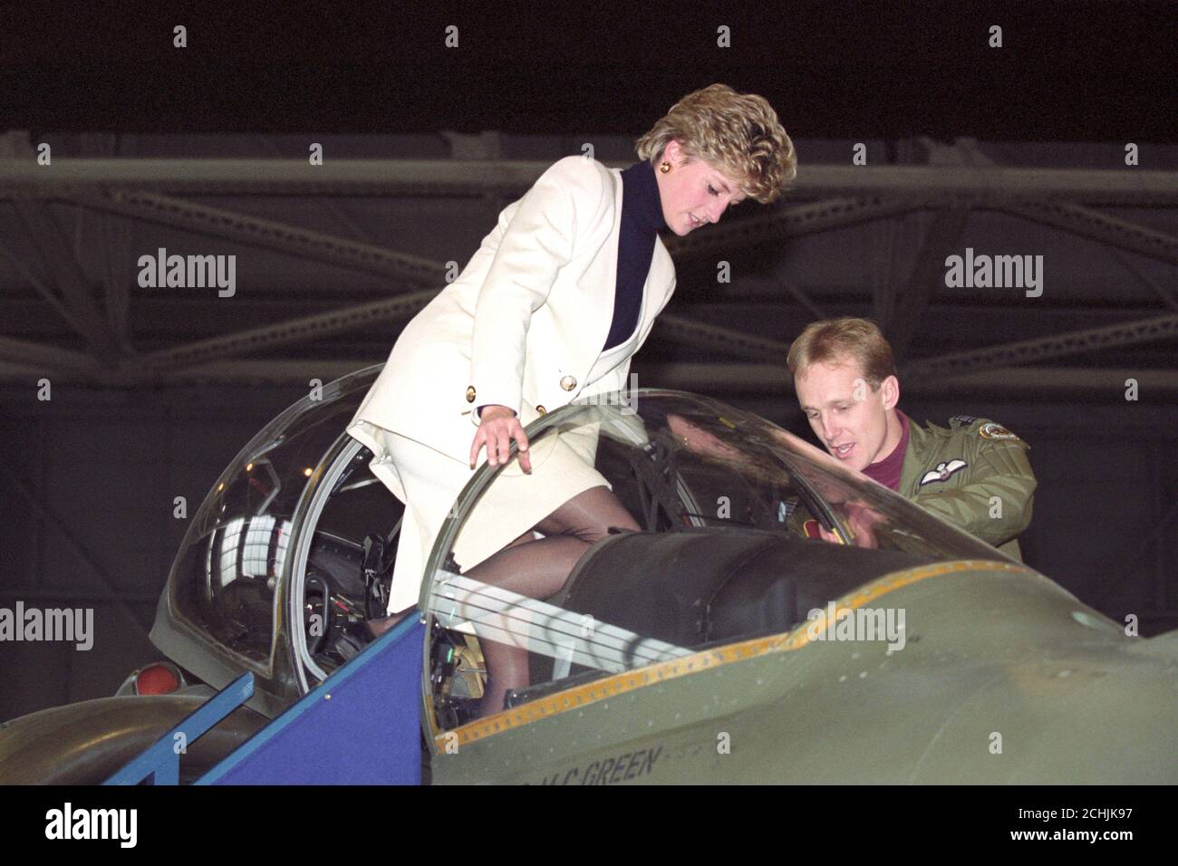 The Princess of Wales in a Harrier GR7 during a visit to RAF Wittering ...