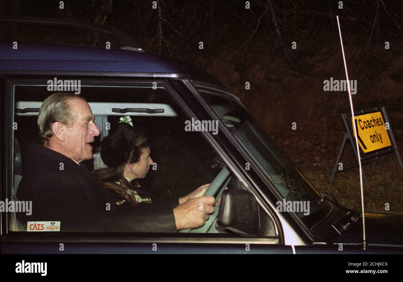 Prince Philip, the Duke of Edinburgh, drives his daughter the Princess ...