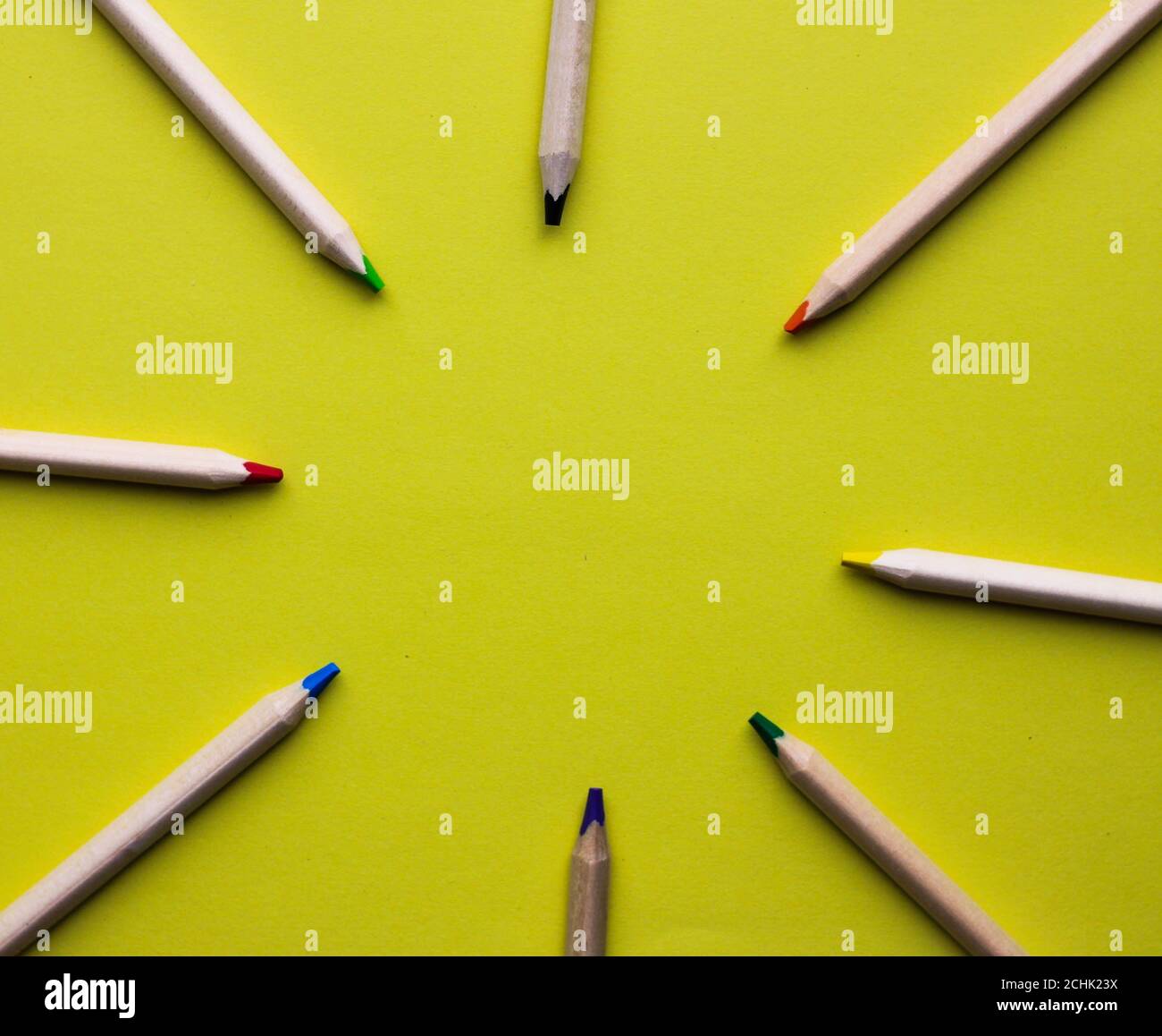 Color pencils with empty space to write Stock Photo - Alamy