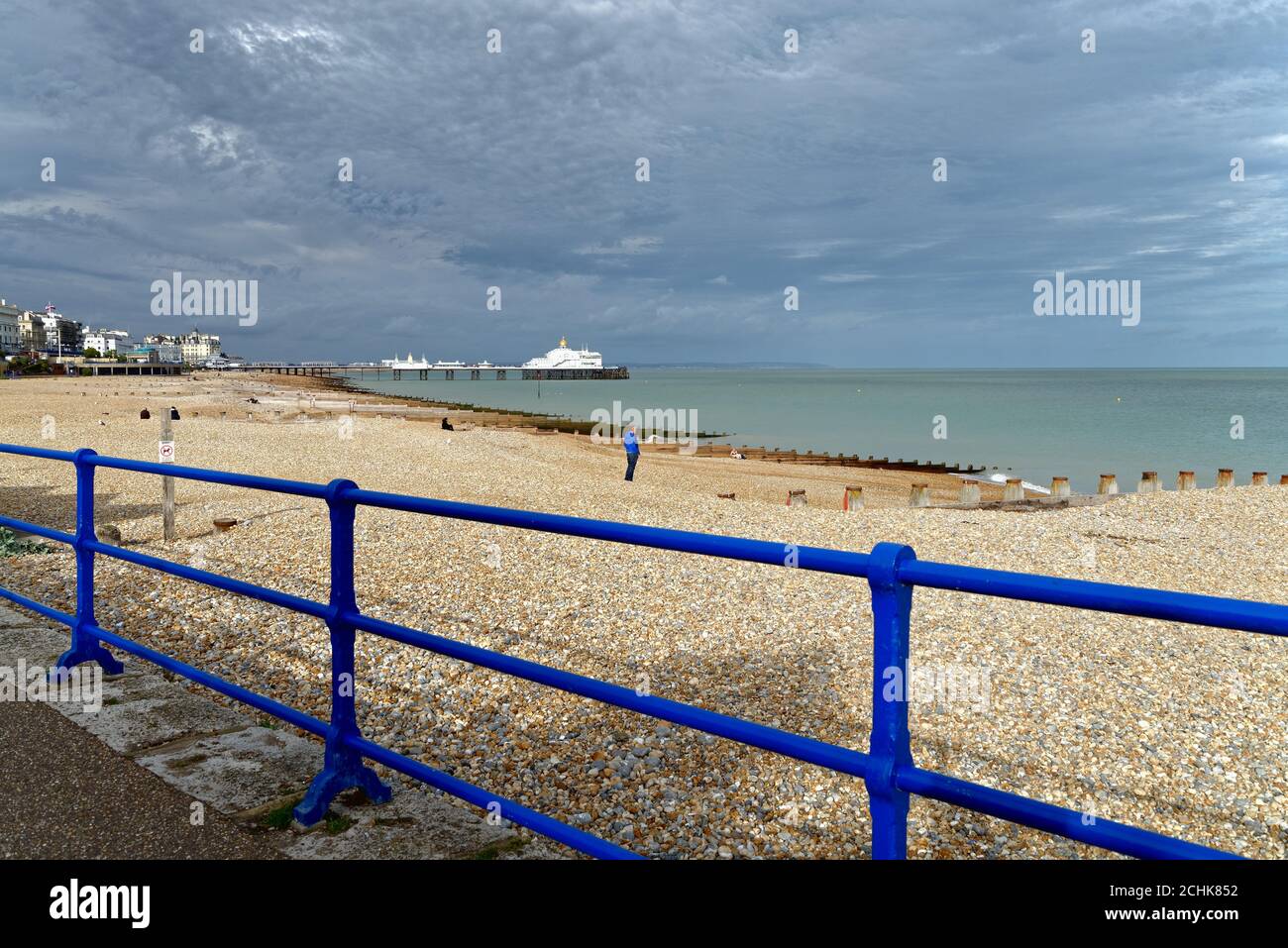 Eastbourne beach, Pier and seafront on a summers evening East Sussex ...