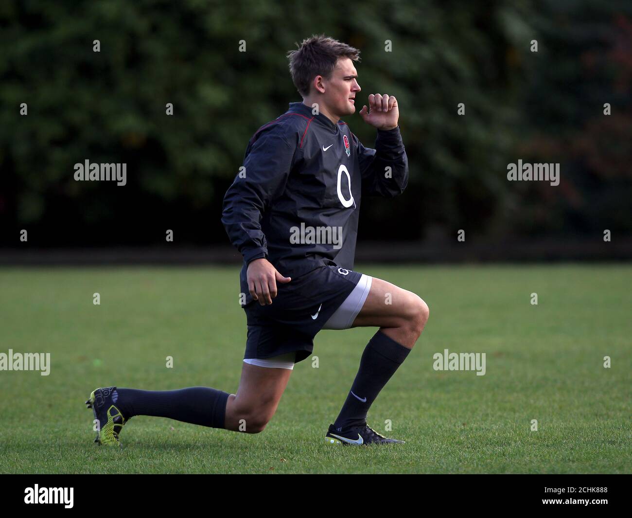 England's Toby Flood during a training session at Pennyhill Park ...