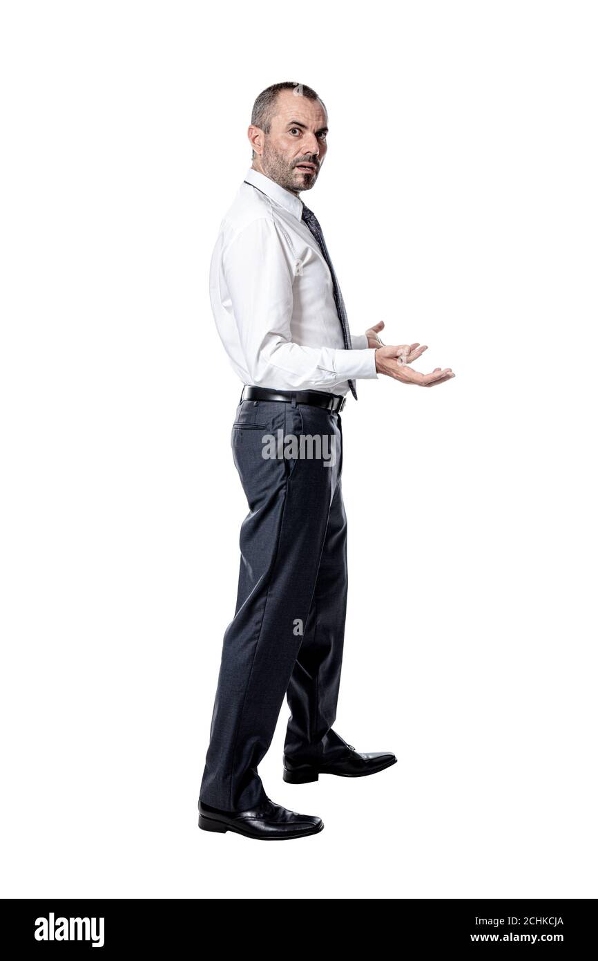 Surprised businessman open arms hi-res stock photography and images - Alamy
