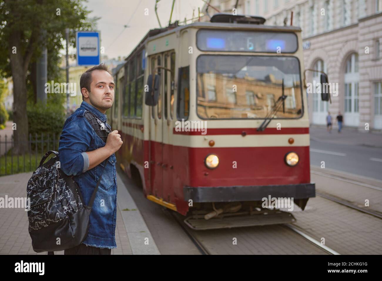 Man standing riding bus hi-res stock photography and images - Alamy
