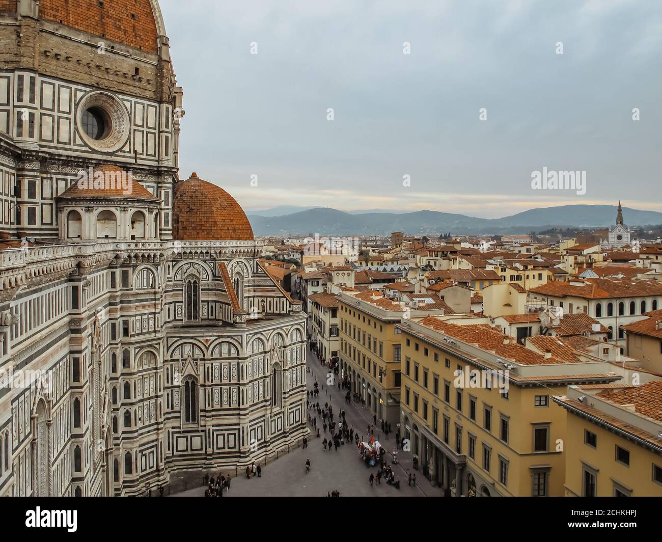 Top cityscape view of Cattedrale di Santa Maria del Fiore in Florence ...