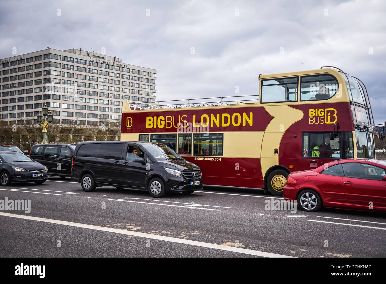 Bus in London for driving excursion groups on city streets. London - UK ...