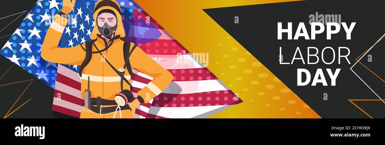 firefighter in uniform happy labor day celebration concept fireman in ...